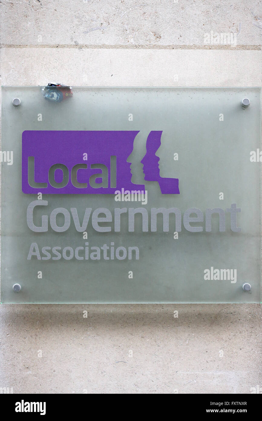 Local Government Association sign. Smith Square. London. March 2016 ...