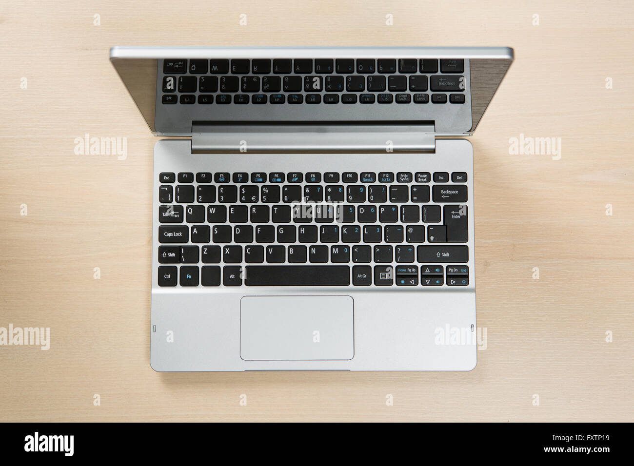 Looking down on an open Laptop/Tablet Stock Photo - Alamy