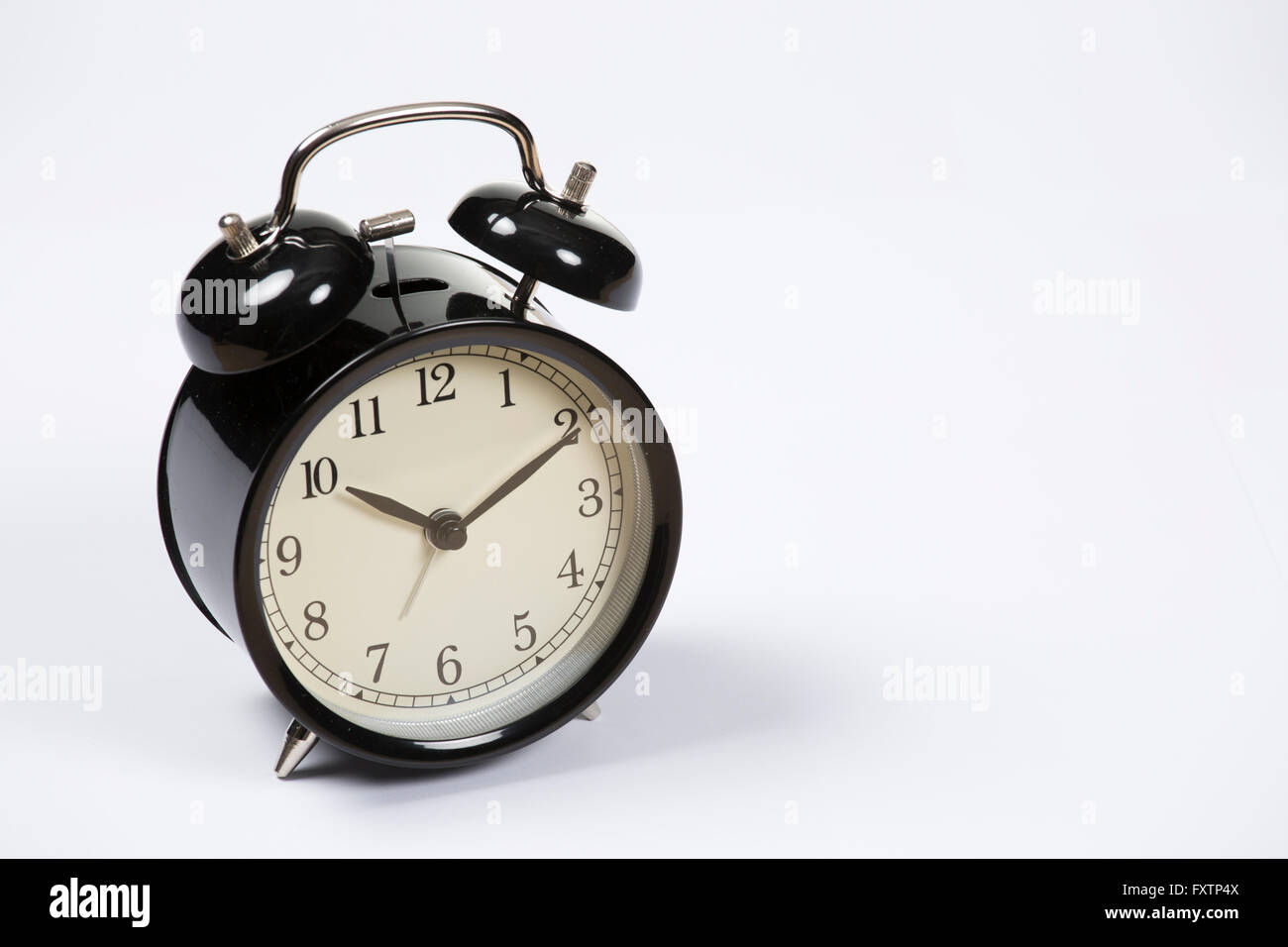 looking down on retro alarm clock Stock Photo - Alamy