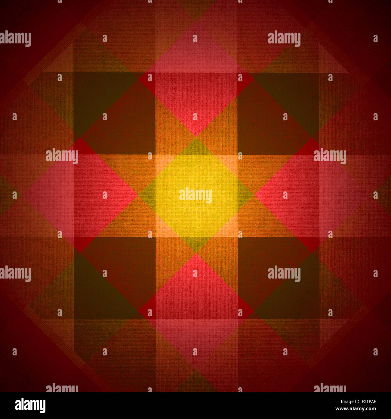 Red and yellow fabric diamonds and squares pattern with spotlight Stock ...