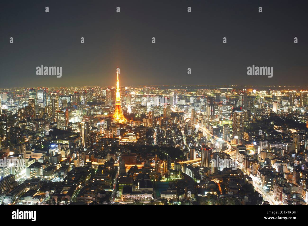 Cityscape view with Tokyo Tower at night, Tokyo, Japan Stock Photo - Alamy