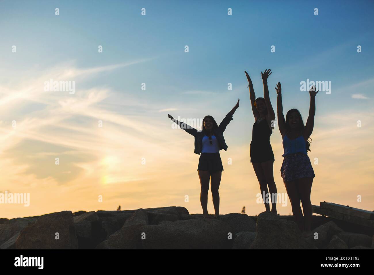 Three women silhouette hi-res stock photography and images - Alamy