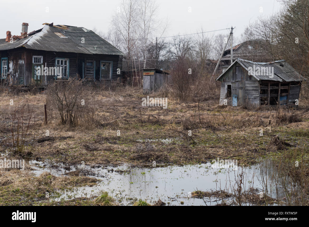 Old poor village and spring flooding Stock Photo - Alamy