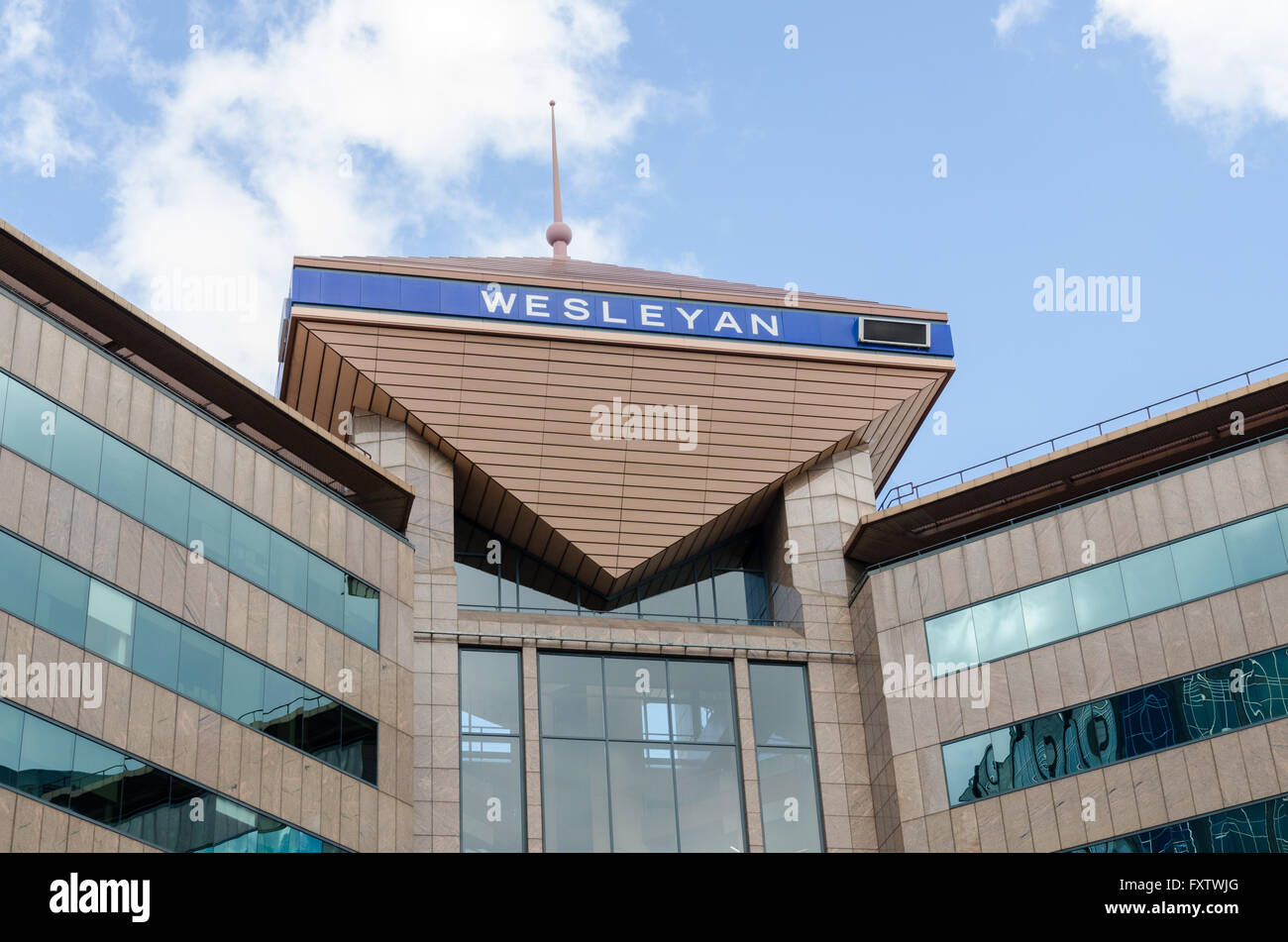 Wesleyan sign on office block in Colmore Circus, Birmingham Stock Photo ...
