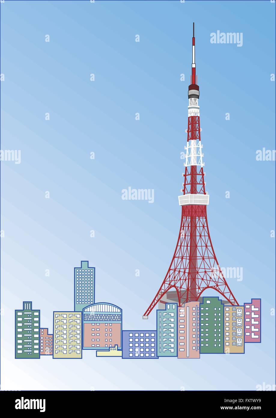 The vector illustration of Infographic elements Tokyo Tower Stock ...