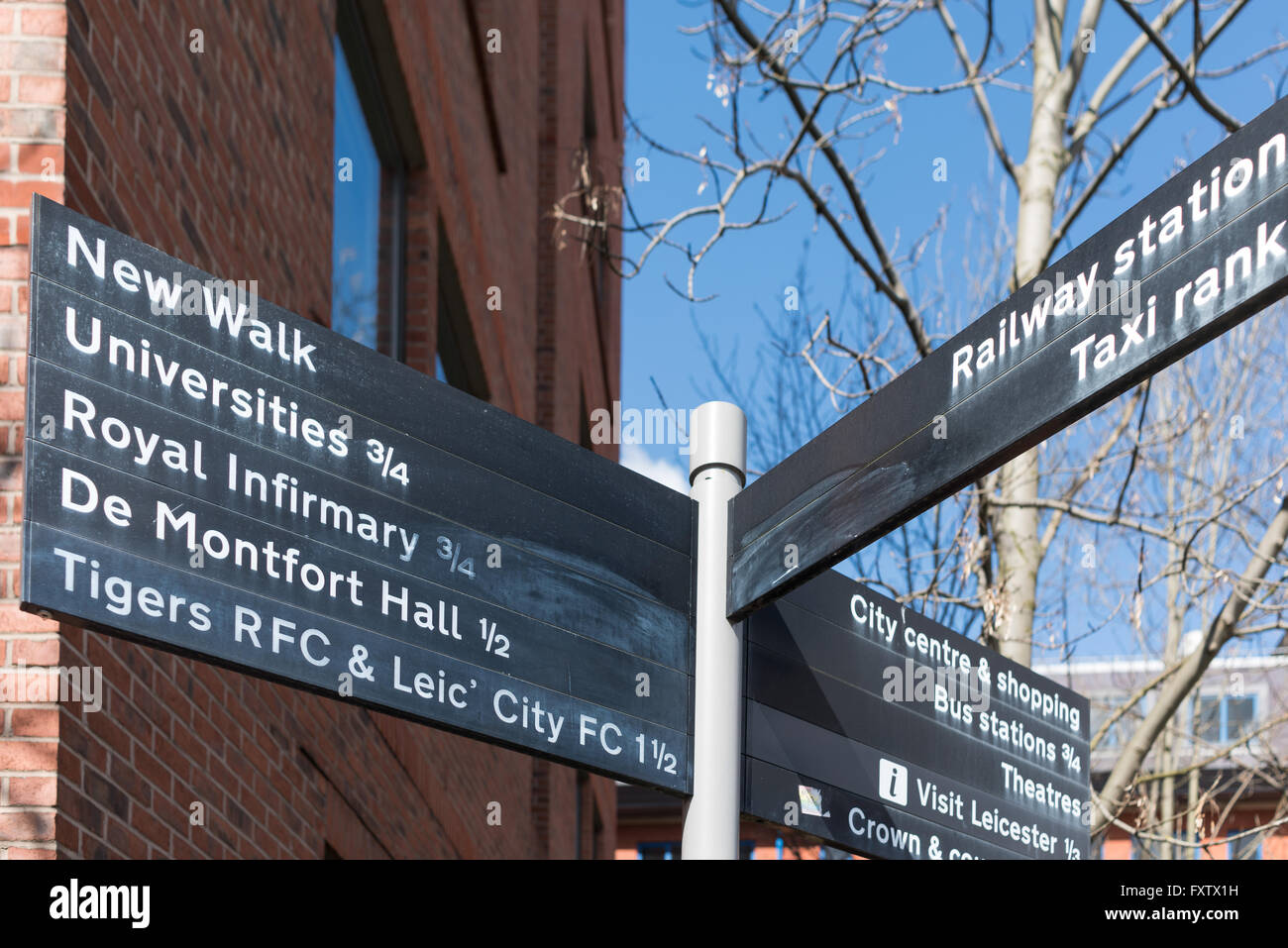 Leicester City Direction Signs Stock Photo - Alamy
