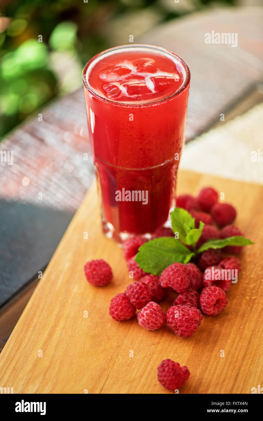 fruit drink with raspberries Stock Photo - Alamy