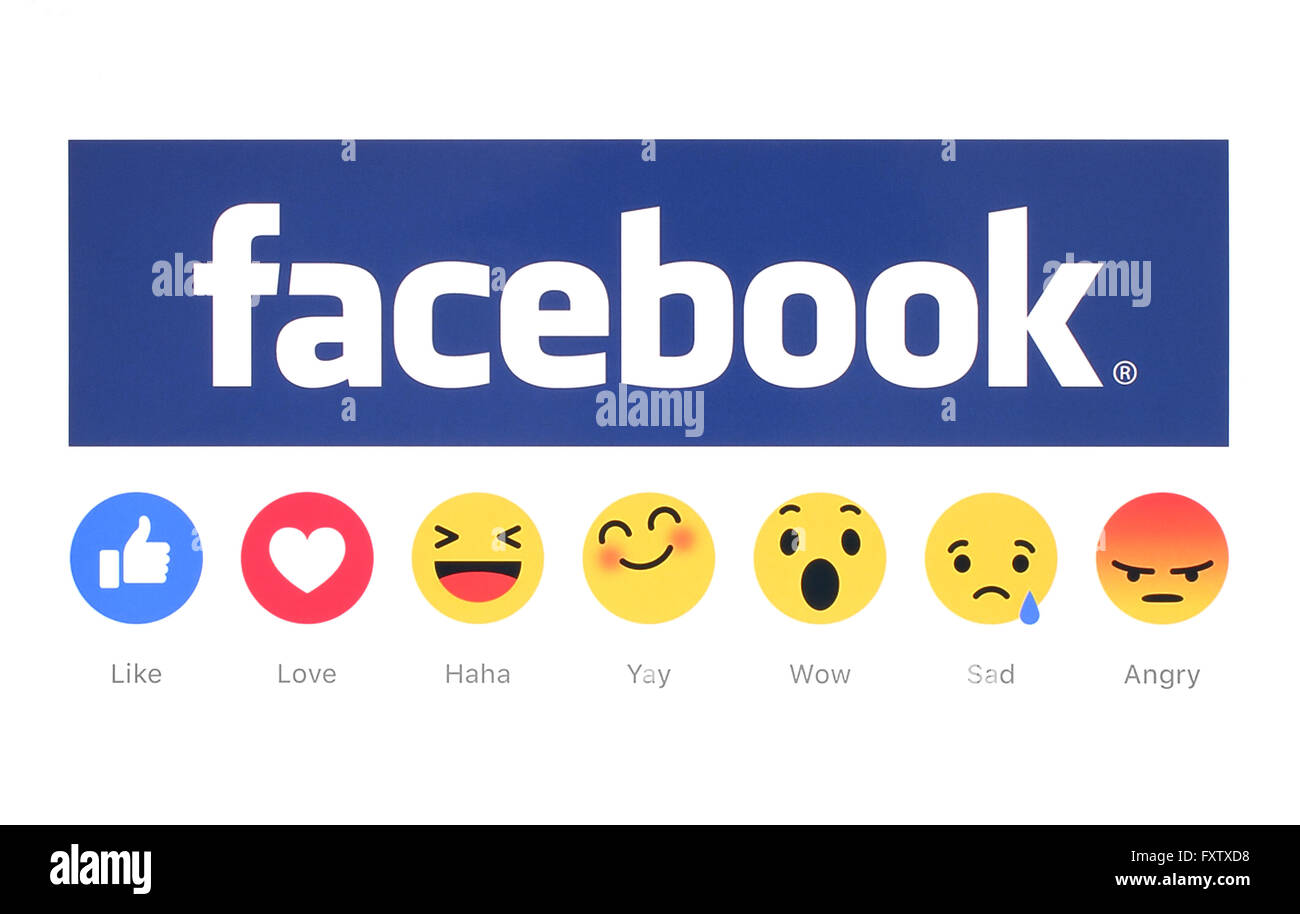 New Facebook like button 6 Empathetic Emoji Reactions printed on white ...