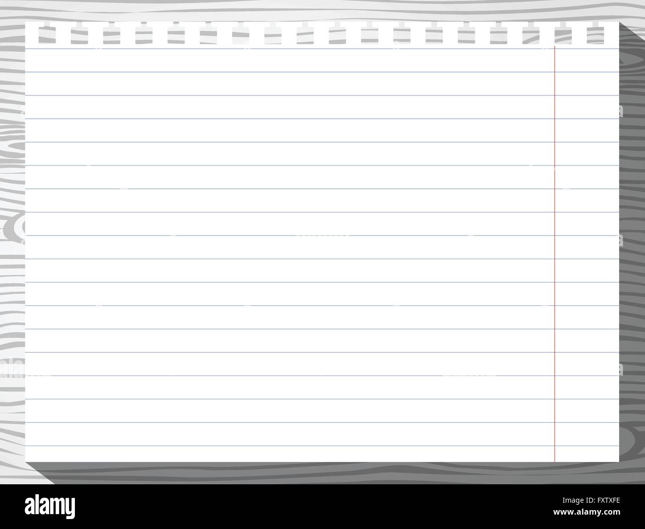 White lined notebook paper sheet, sticked on gray wooden wall, desk ...