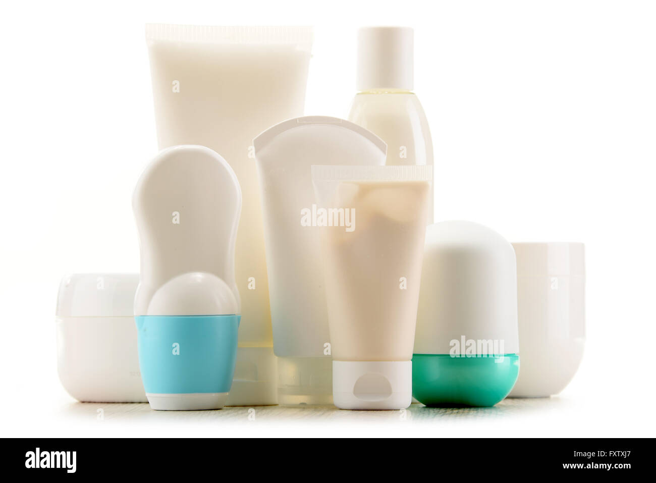 Composition with containers of body care and beauty products. Eco ...