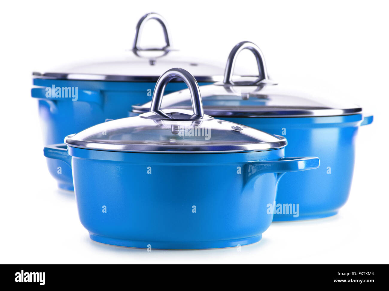 Steel pots isolated on white background Stock Photo - Alamy