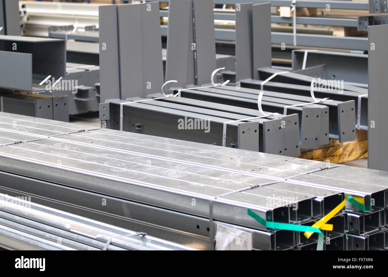 various elements of steel structures for further assembly Stock Photo ...