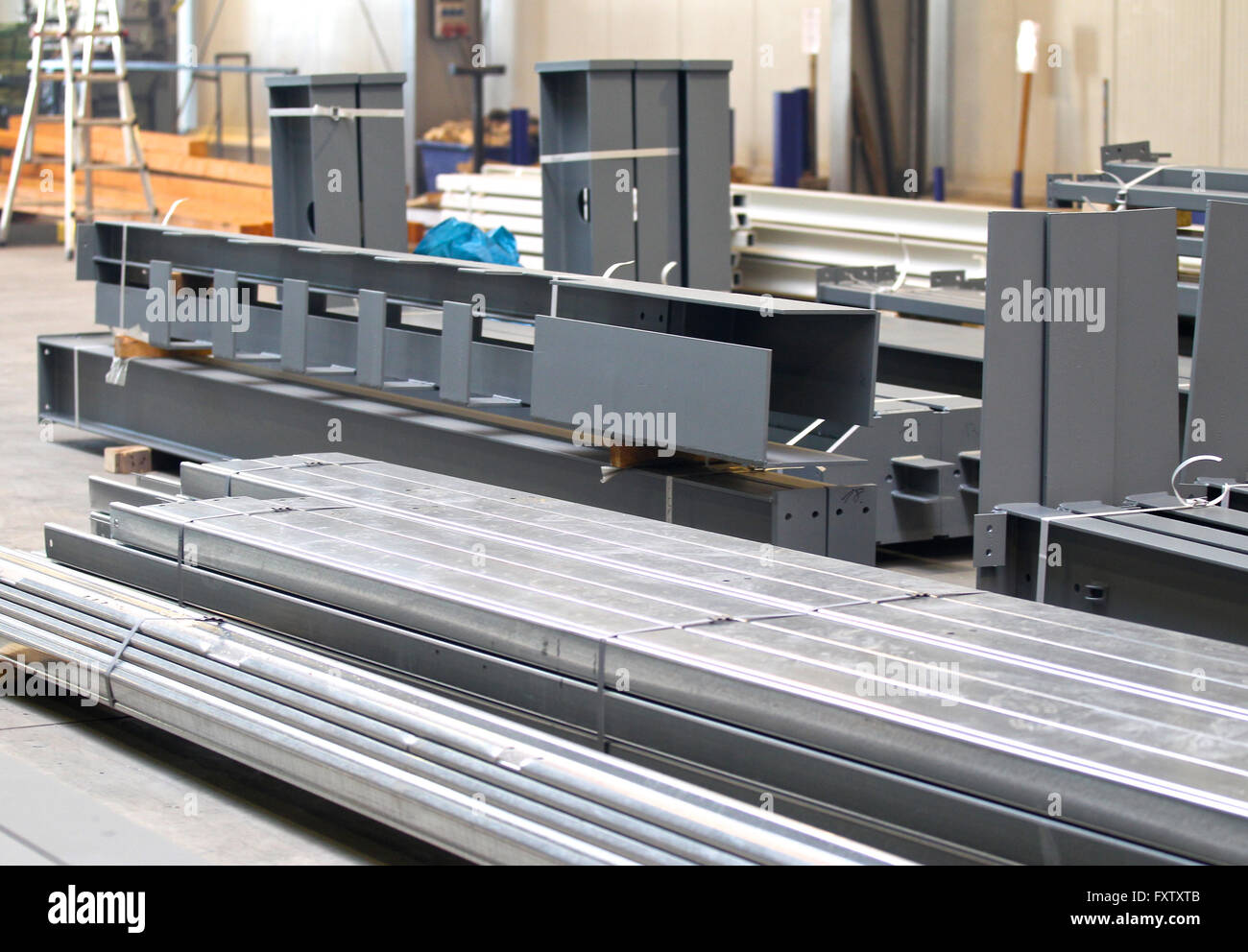 various elements of steel structures for further assembly Stock Photo ...