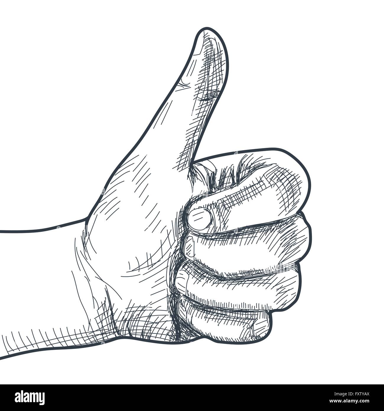 Hand drawn hand with thumb up Stock Vector Image & Art - Alamy
