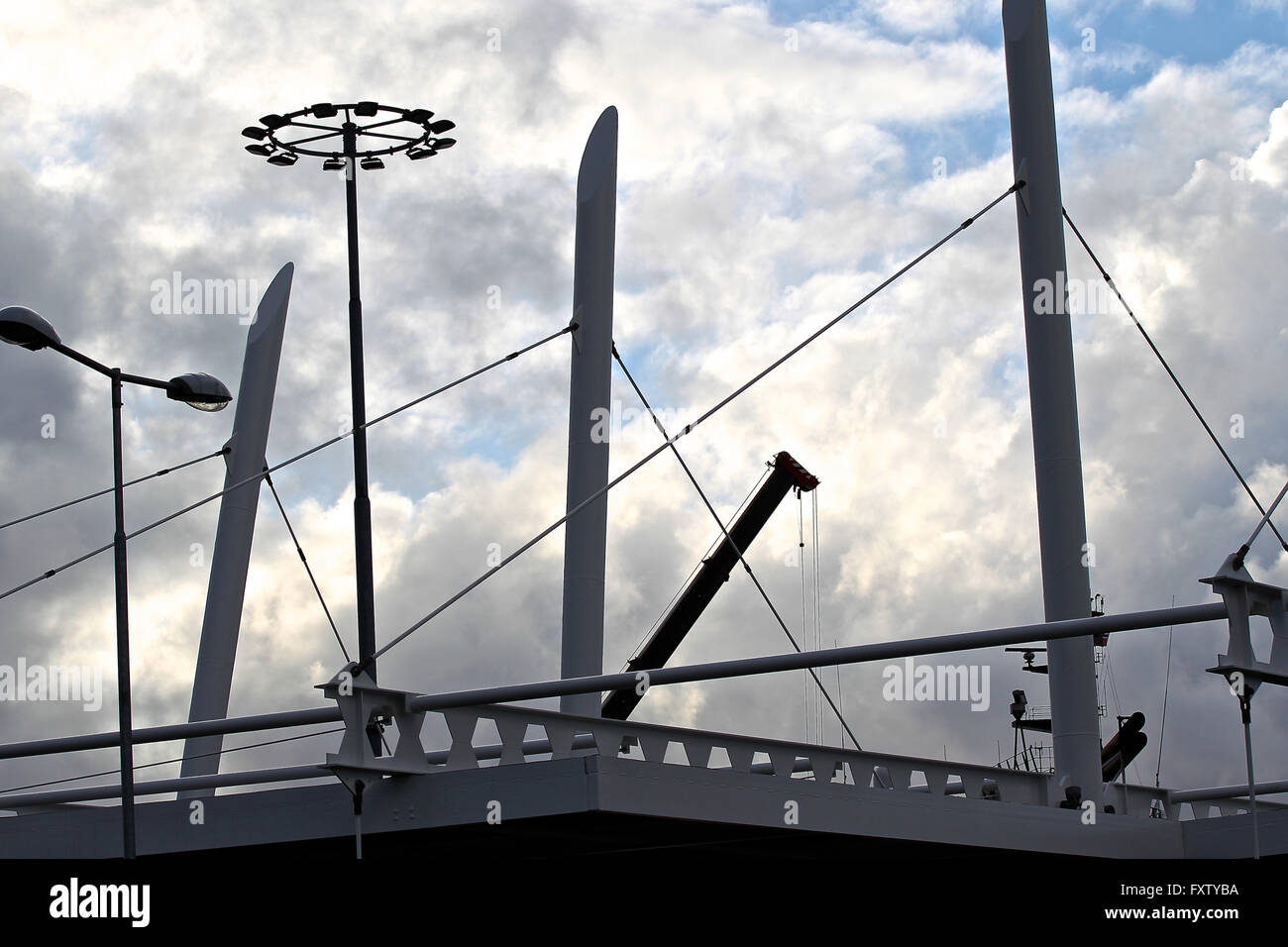 Large metal rigging in port for maintenance of ships and vessels Stock ...