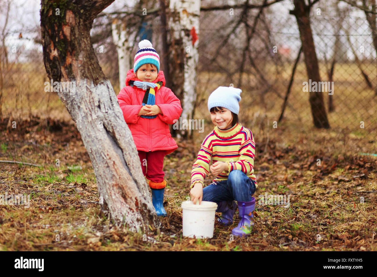 The child in garden happiness outdoors work Stock Photo - Alamy