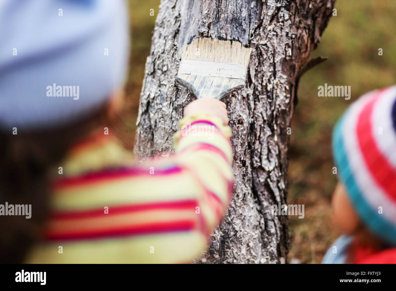 The child in garden happiness outdoors work Stock Photo - Alamy