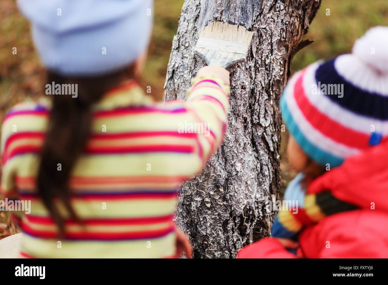 The child in garden happiness outdoors work Stock Photo - Alamy