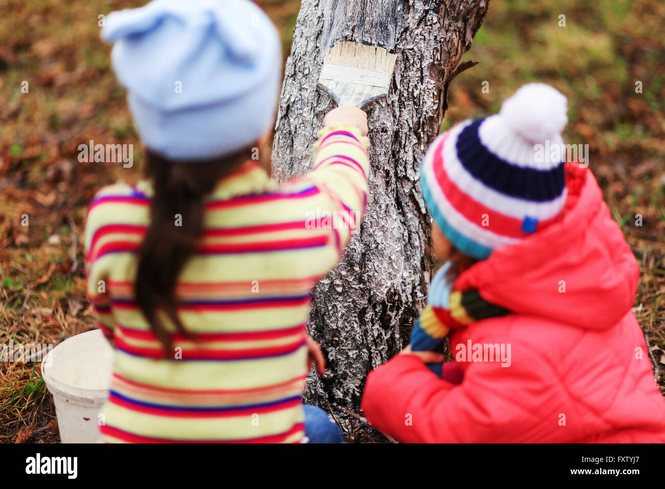 The child in garden happiness outdoors work Stock Photo - Alamy