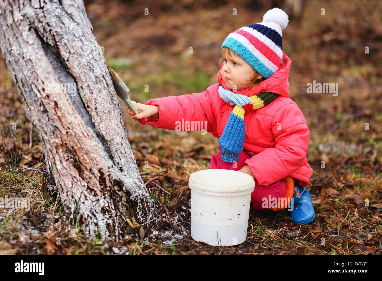 The child in garden happiness outdoors work Stock Photo - Alamy