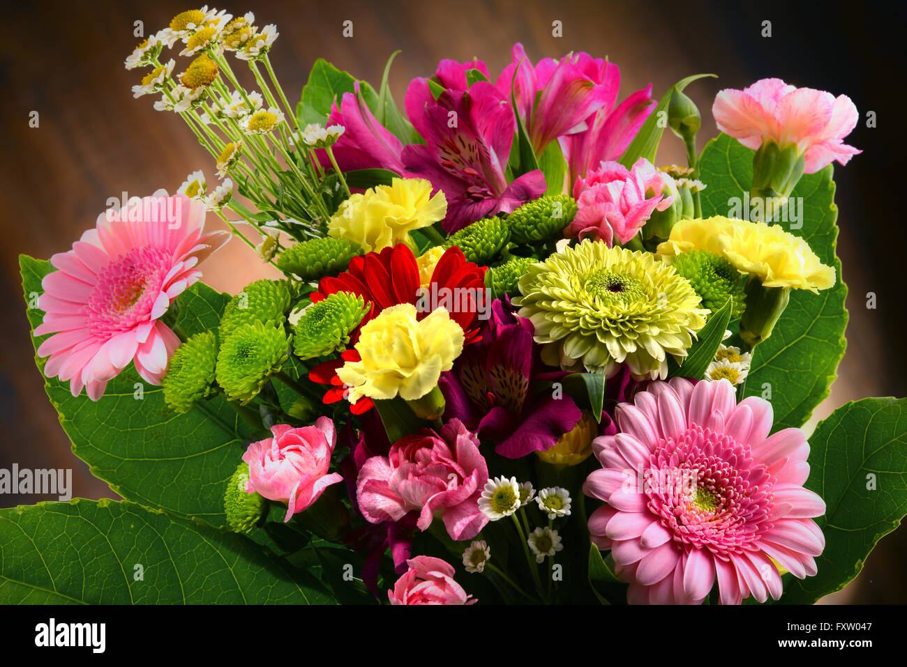 Composition with bouquet of flowers Stock Photo - Alamy