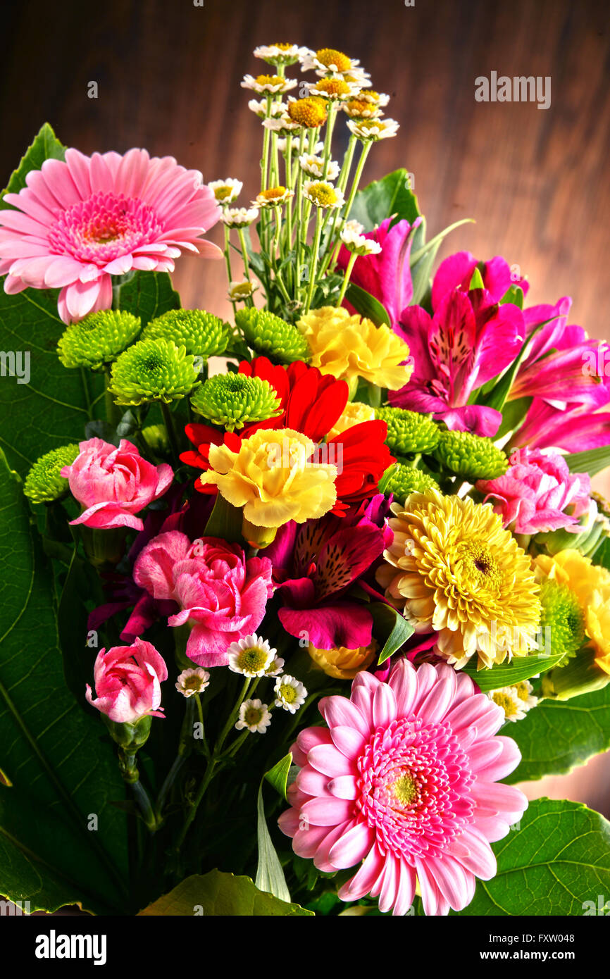Composition with bouquet of flowers Stock Photo - Alamy