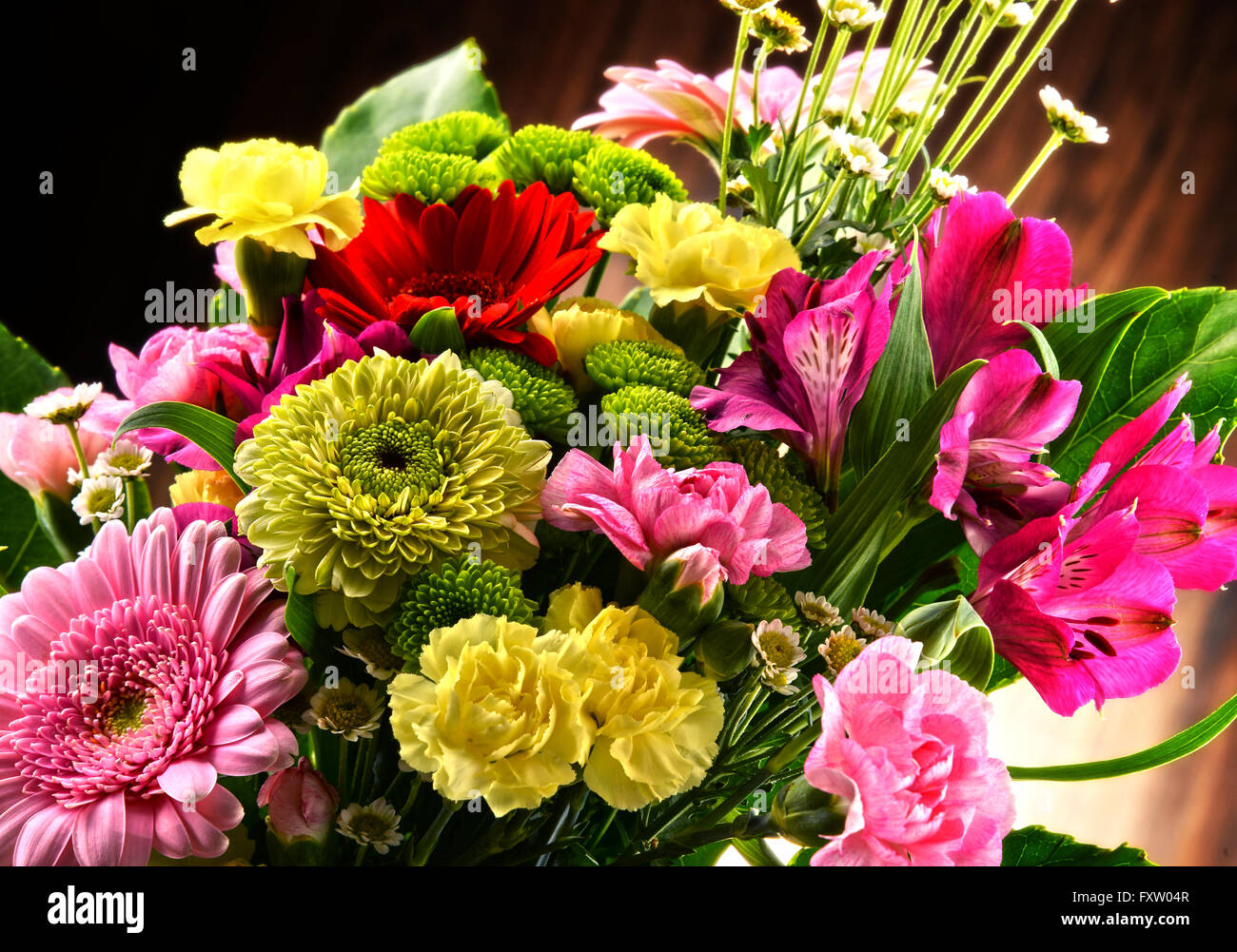 Composition with bouquet of flowers Stock Photo - Alamy
