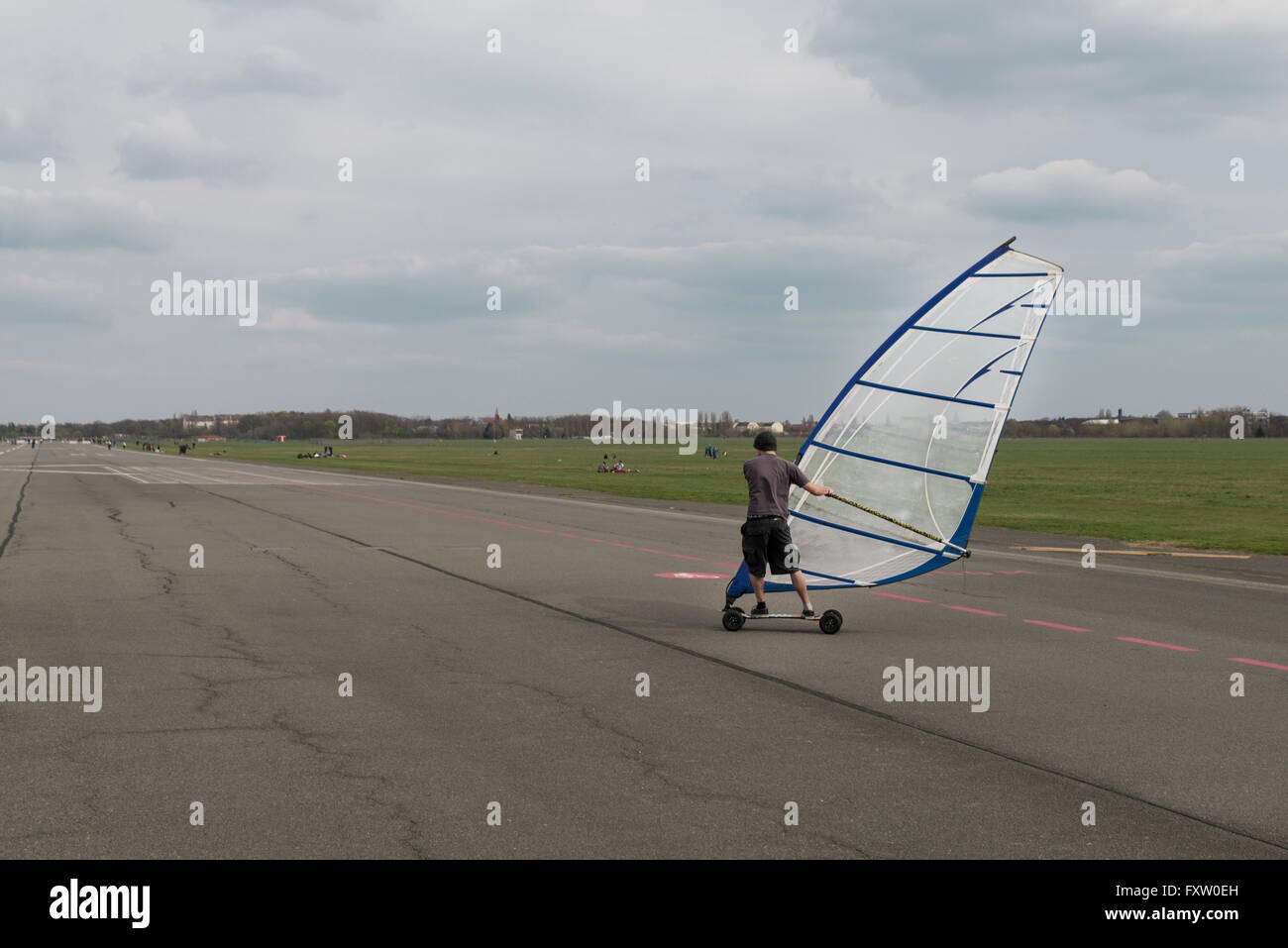 windskating on the airstrip of Tempelhofer airport in Berlin Stock ...