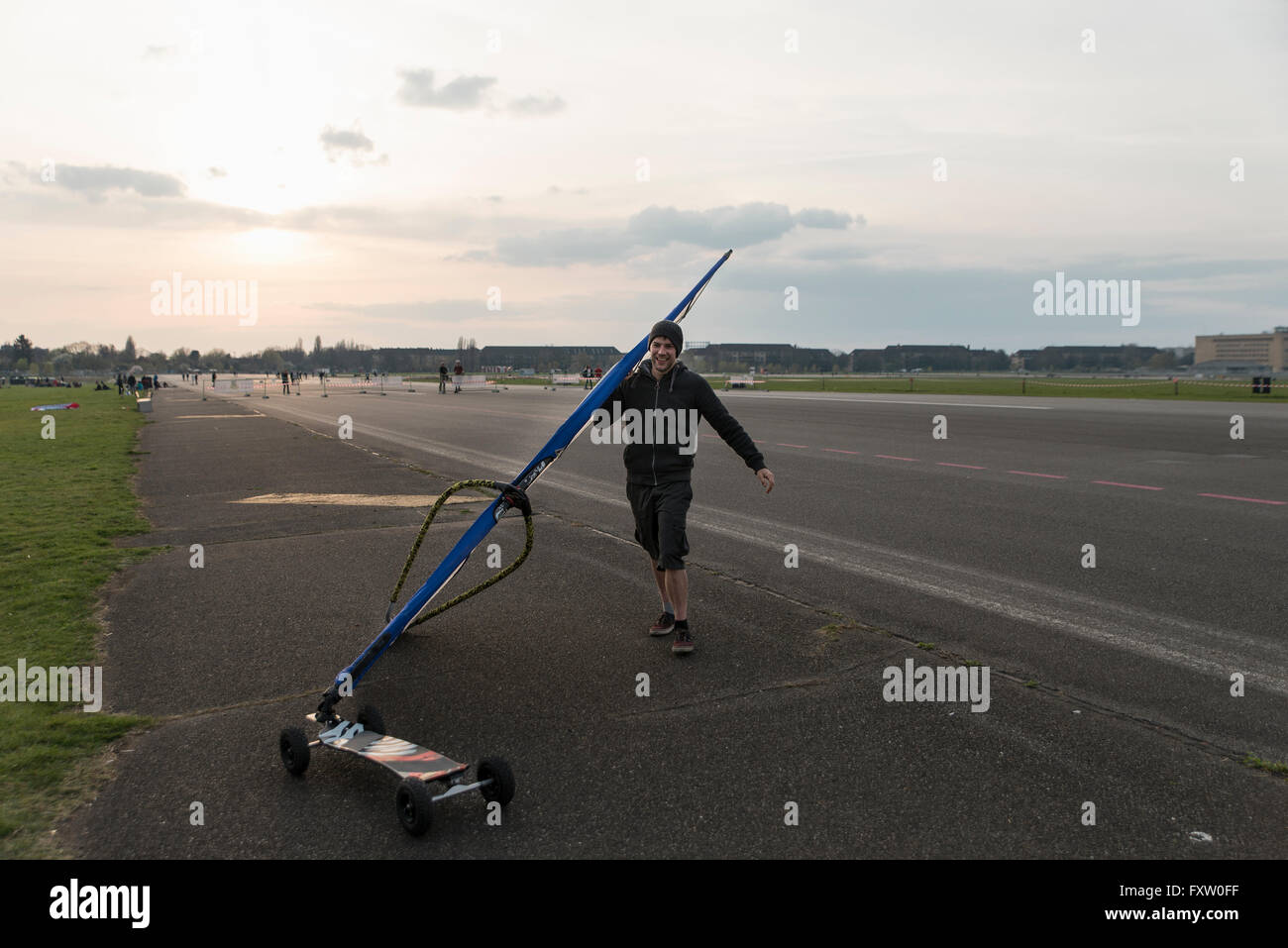 windskating on the airstrip of Tempelhofer airport in Berlin Stock ...