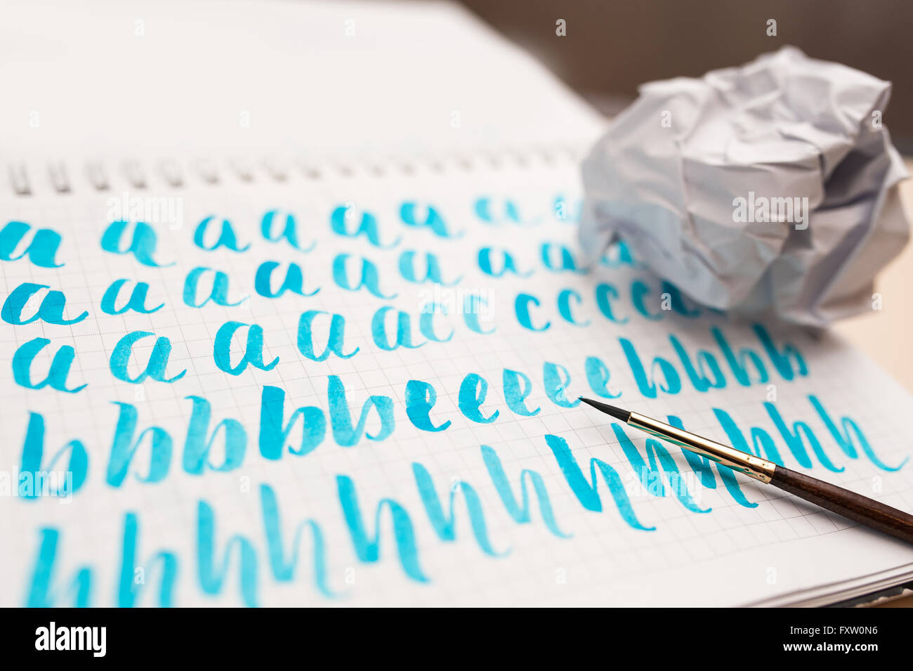 Hand drawn lettering background. Lettering brush calligraphy on paper ...