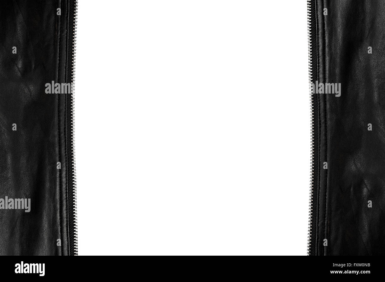 unzip leather frame isolated on white background Stock Photo - Alamy