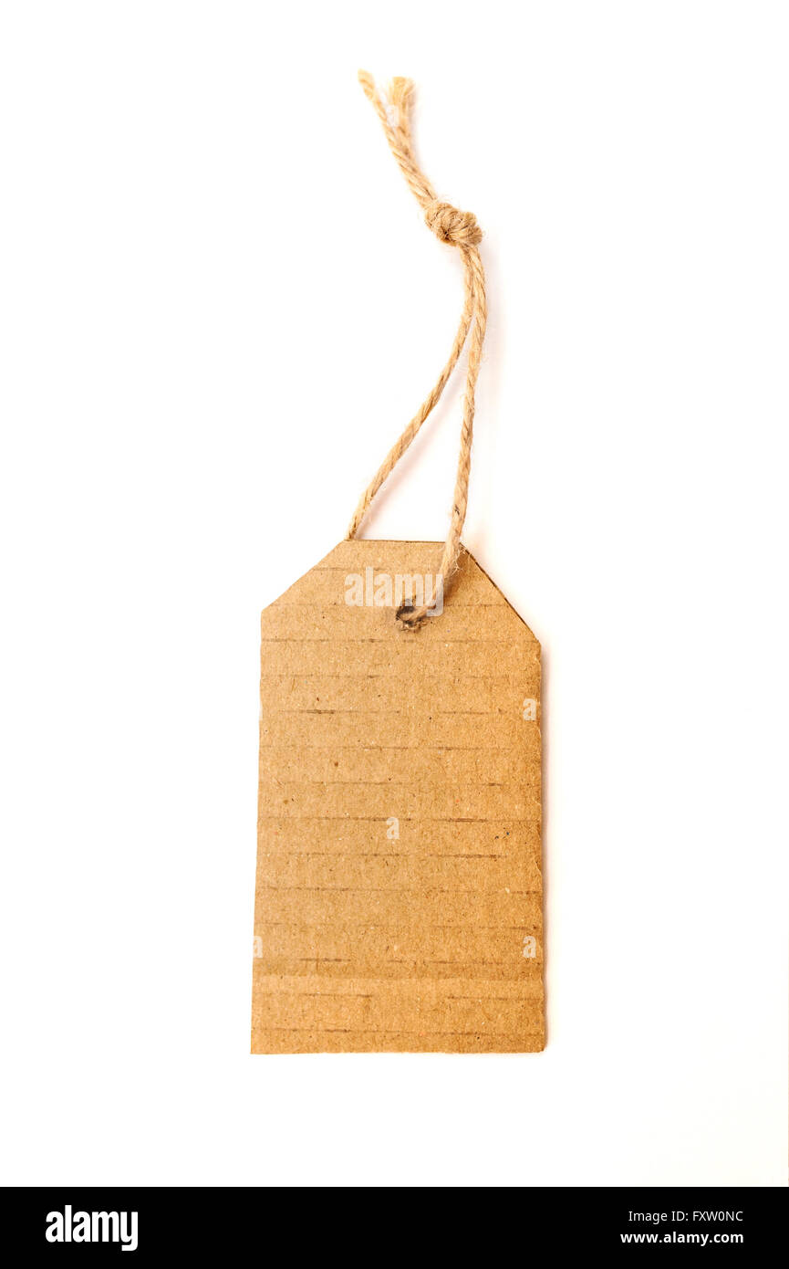 Brown tag or label on white background Stock Photo - Alamy