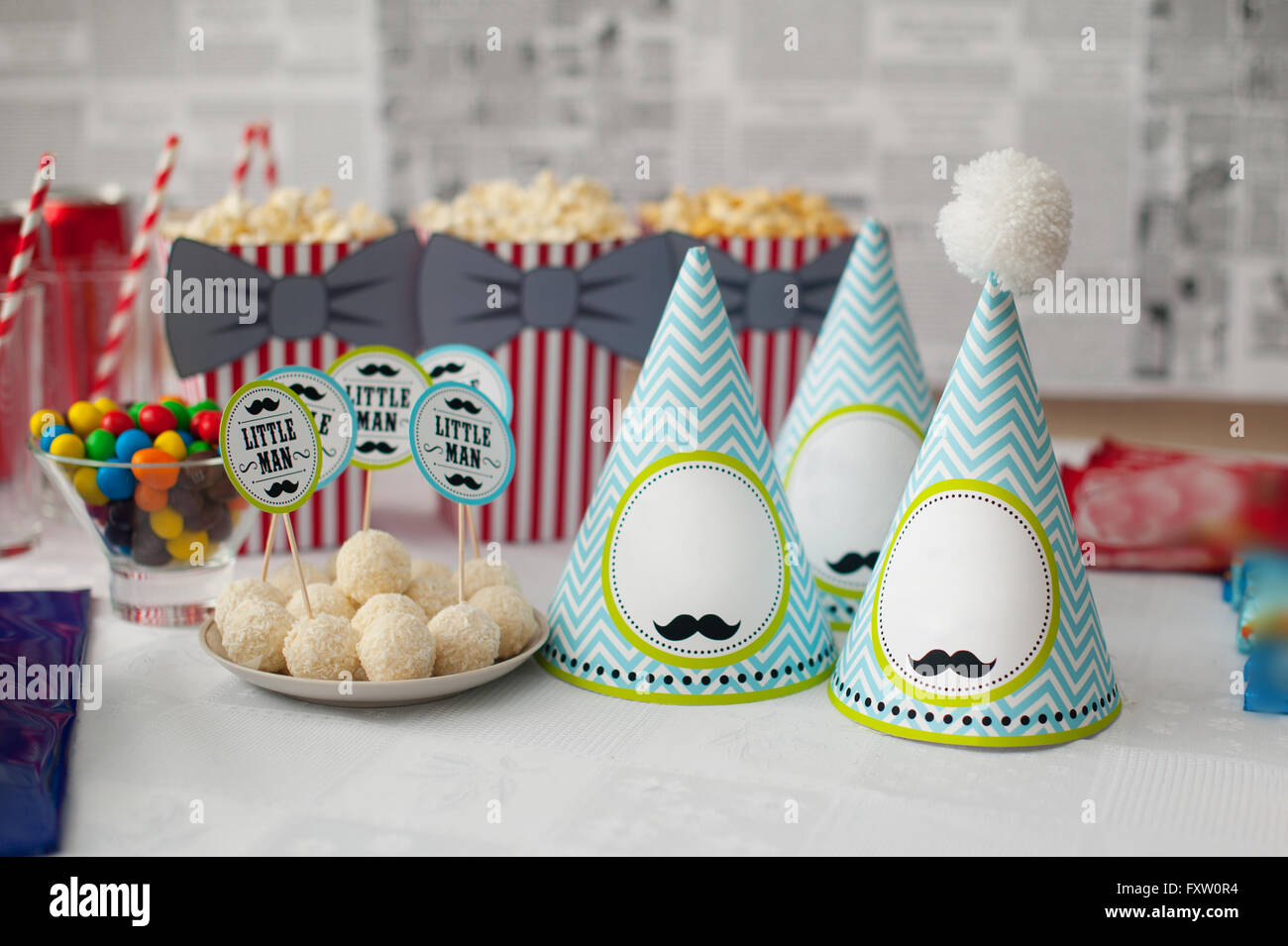 Colorful Wedding Table with all the goodies on display Stock Photo - Alamy