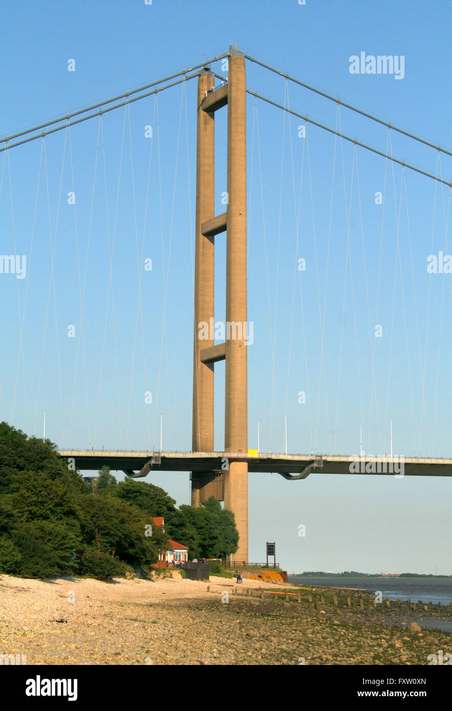 HUMBER BRIDGE NORTH BANK SUPPORT TOWERS HESSLE HULL ENGLAND 30 June ...