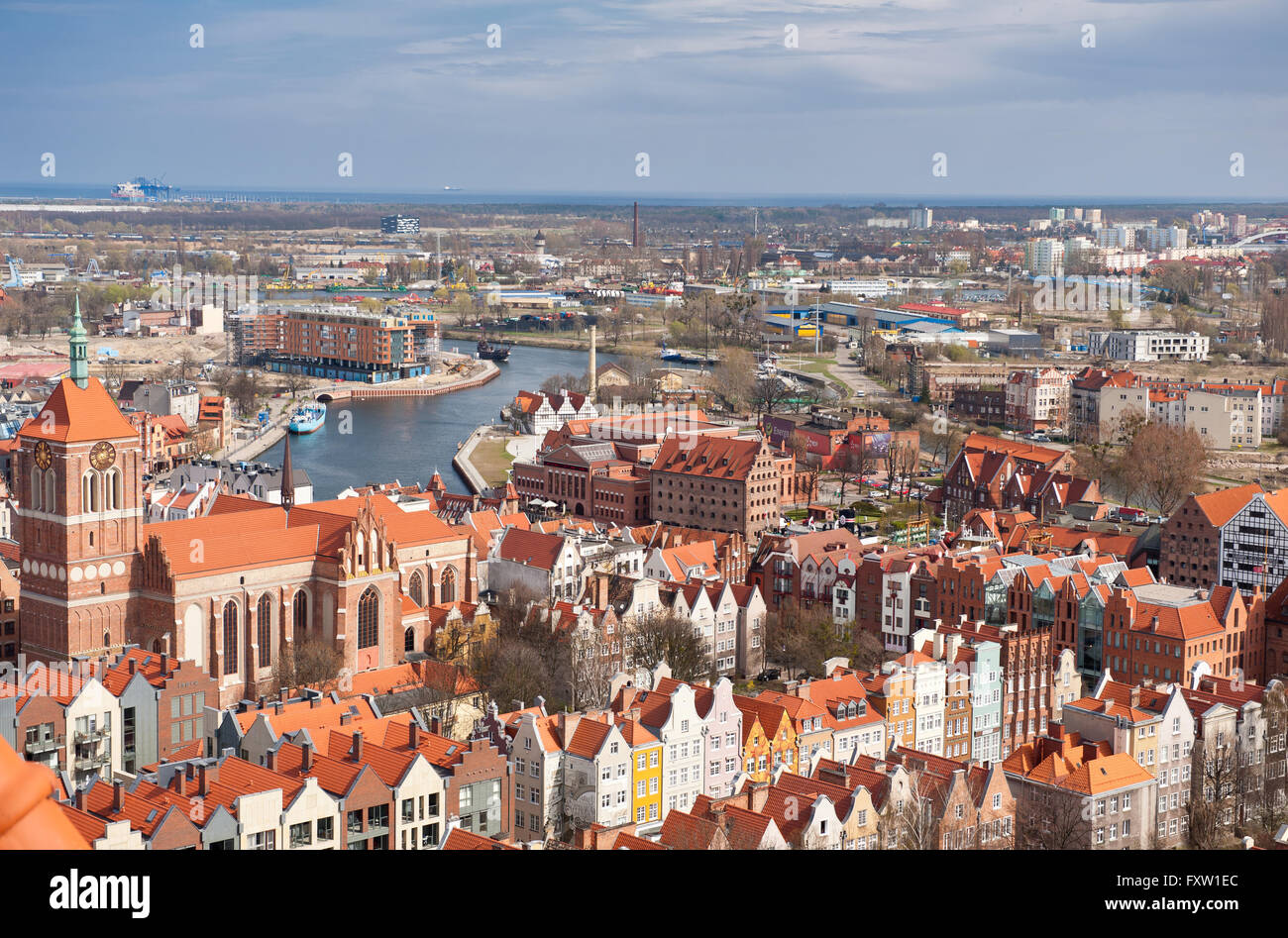 Gdansk top view from Kosciol Mariacki tower in Poland, Europe ...