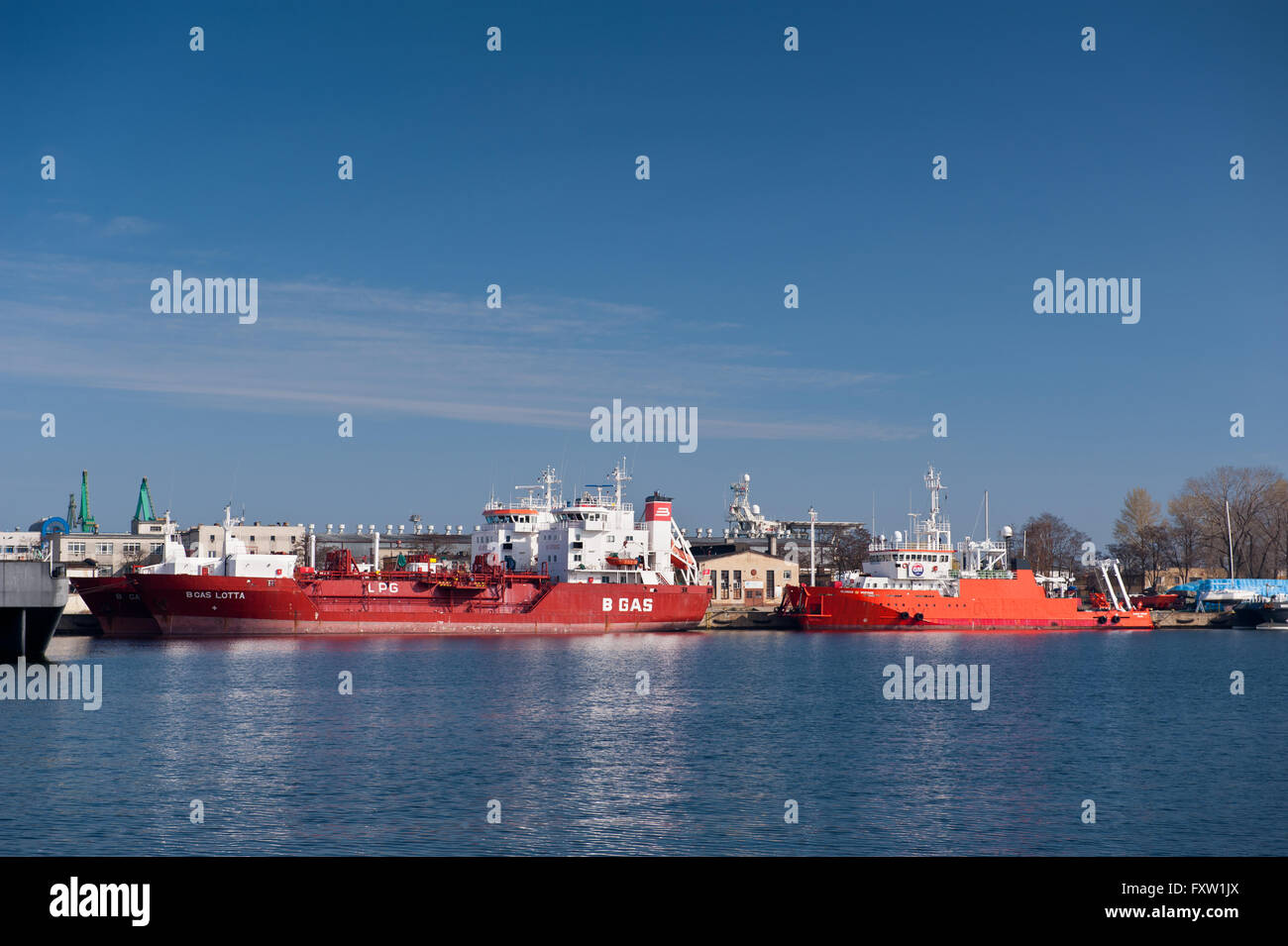 Gas transportation vessels in Gdynia harbor, Poland, Europe, the Baltic ...