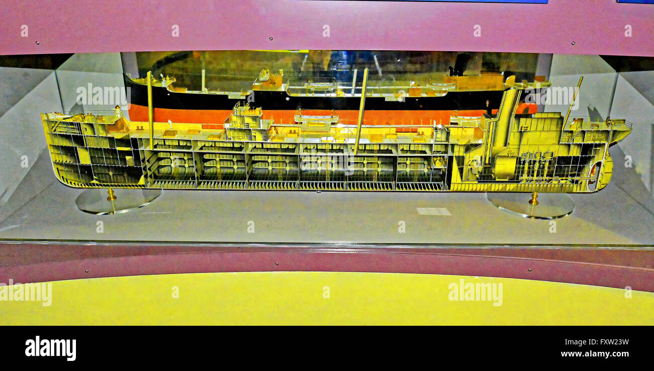 Cutaway Oil Tanker model ship Discovery Newcastle Stock Photo - Alamy