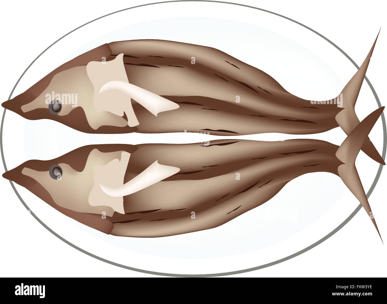 Cuisine and Food, Illustration of Dried Fish Isolated on A White ...