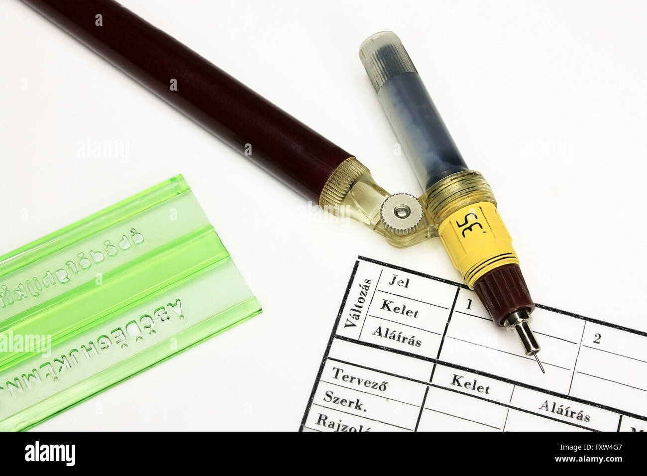 Template letters ruler with ink isolated on white Stock Photo - Alamy