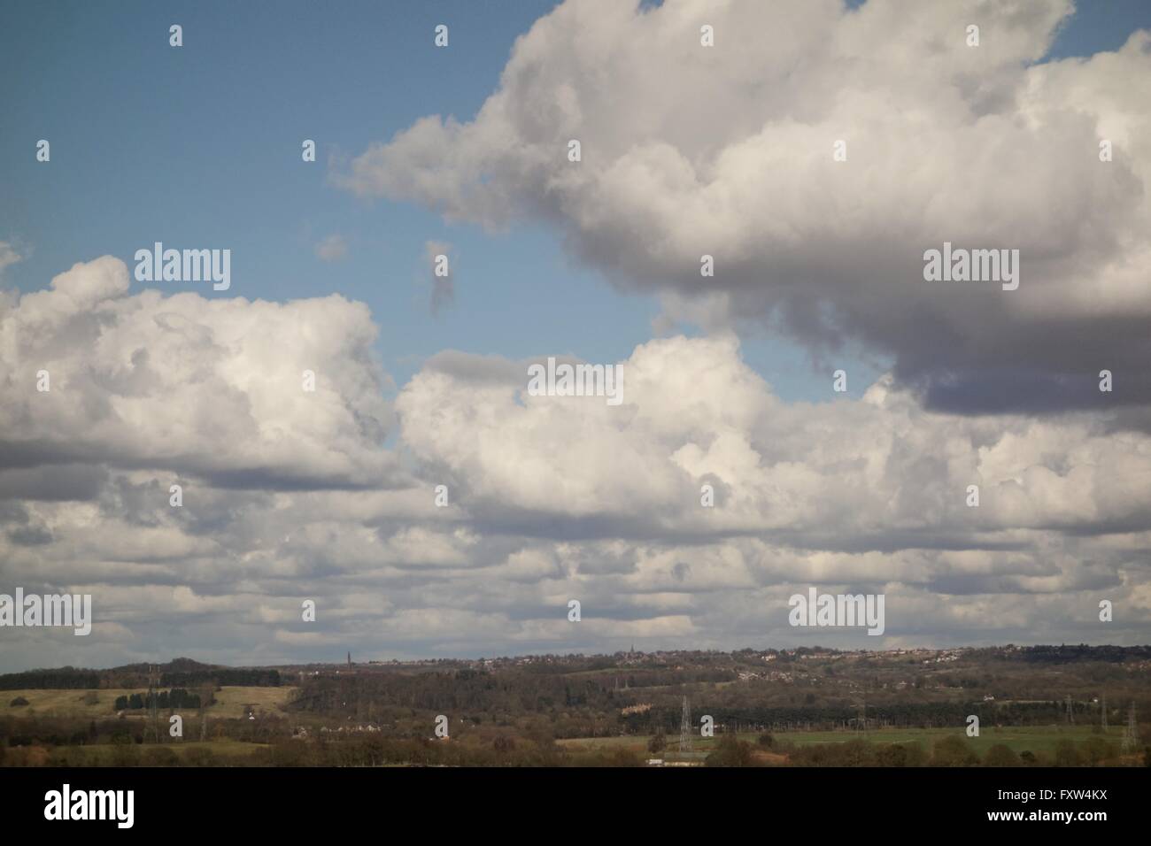 Fluffy clouds over landscape West Midlands. UK Stock Photo - Alamy