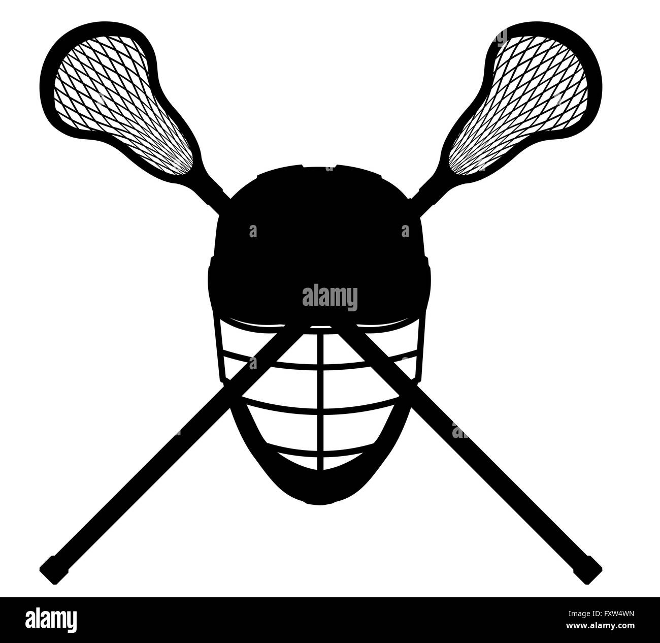 lacrosse equipment black outline silhouette illustration isolated on ...