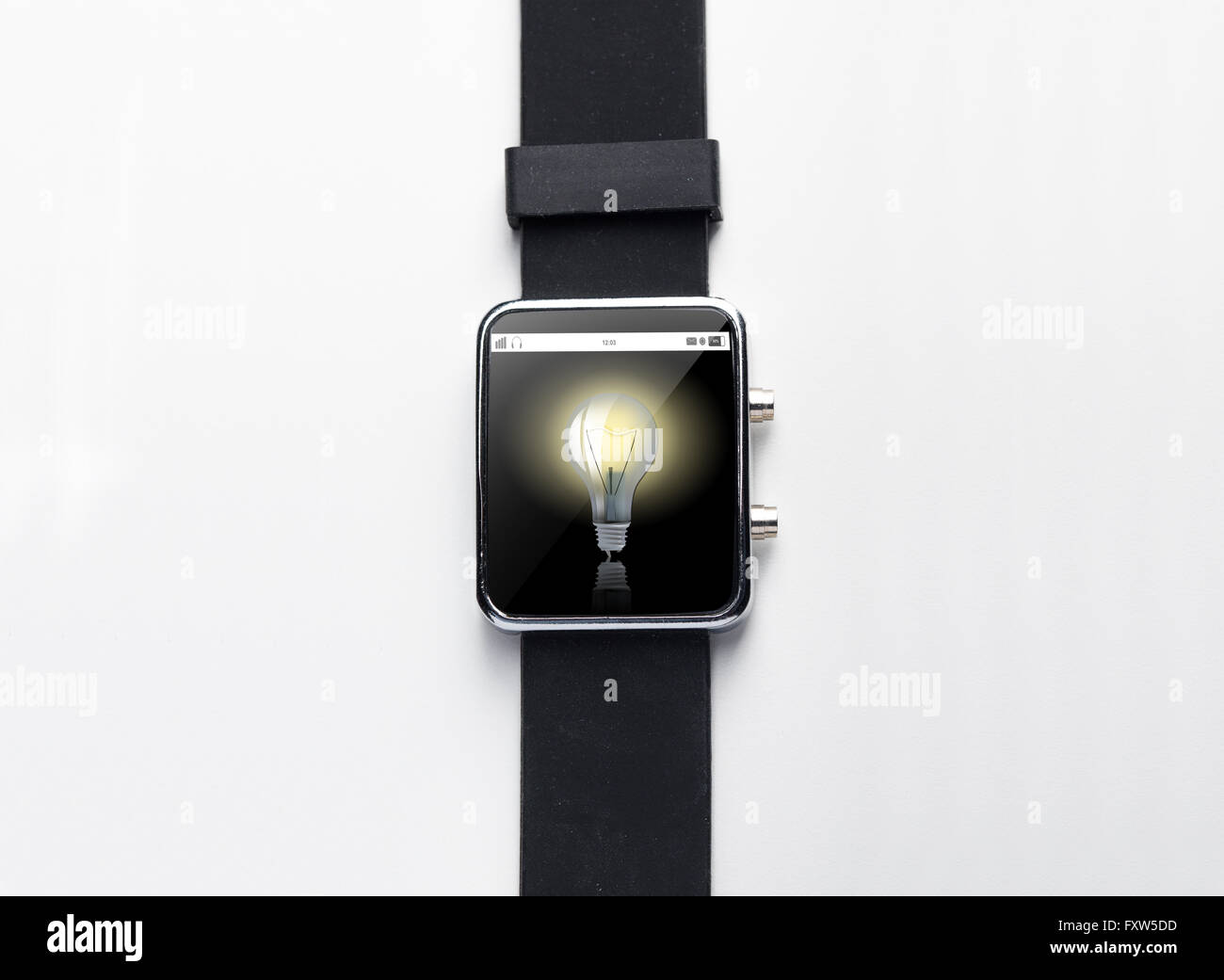 close up of smart watch with light bulb on screen Stock Photo - Alamy