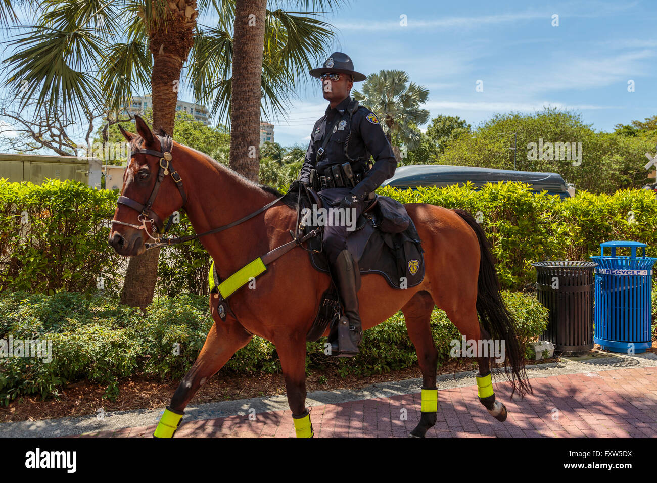 Mounted Police Officer, Ft Lauderdale Florida USA Stock Photo - Alamy