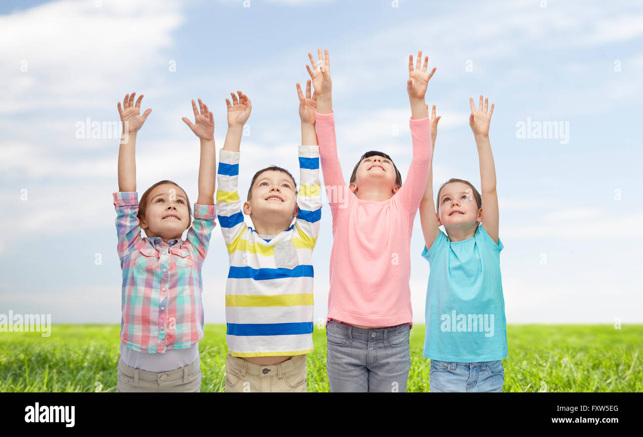happy children celebrating victory Stock Photo - Alamy