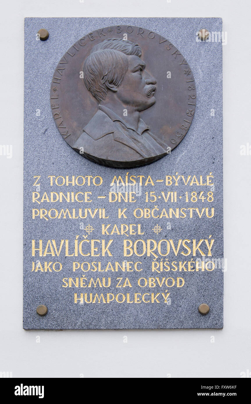 memorial plaque to Karel Havlicek Borovsky Stock Photo - Alamy