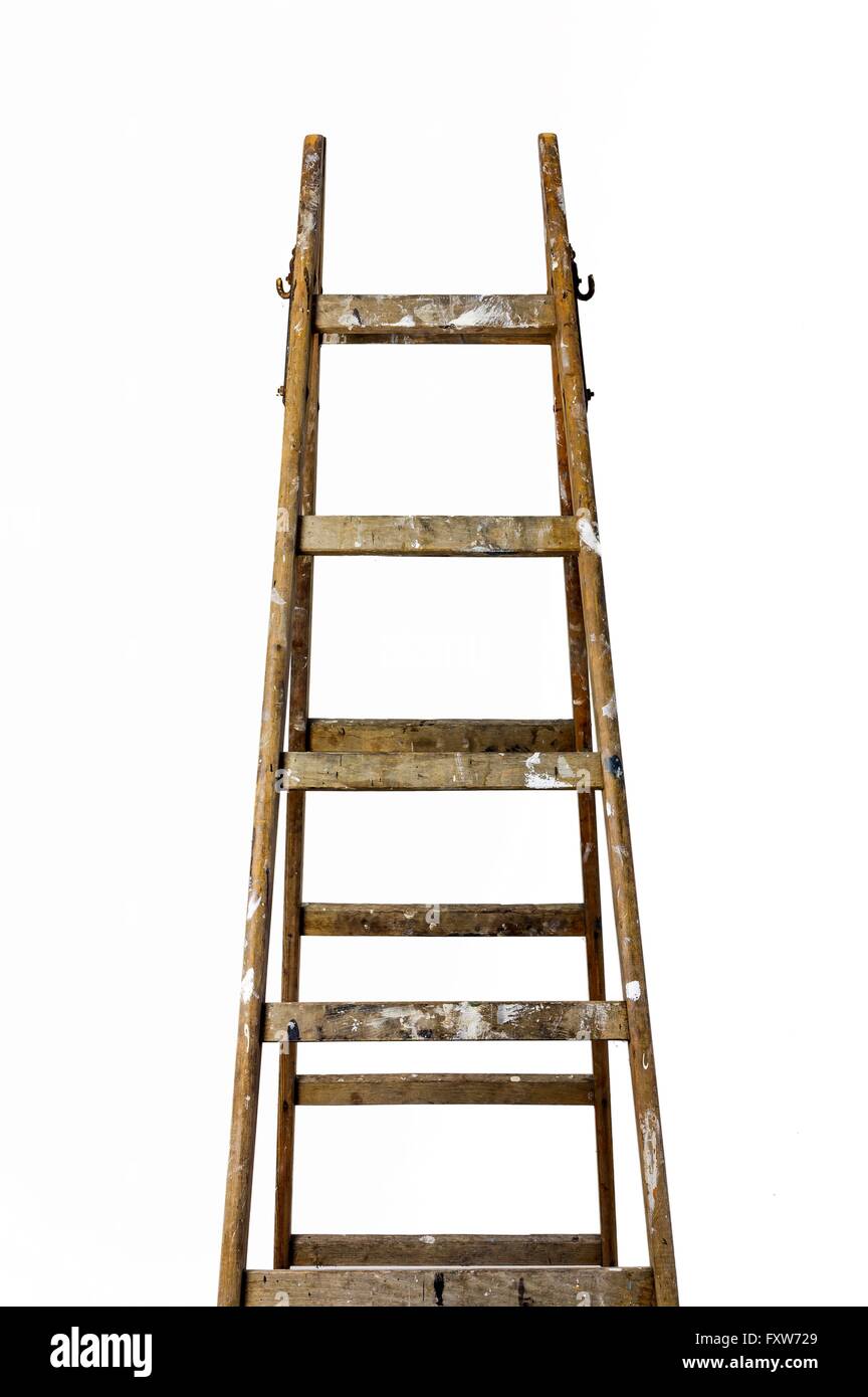 Frontview of a wood ladder Stock Photo - Alamy