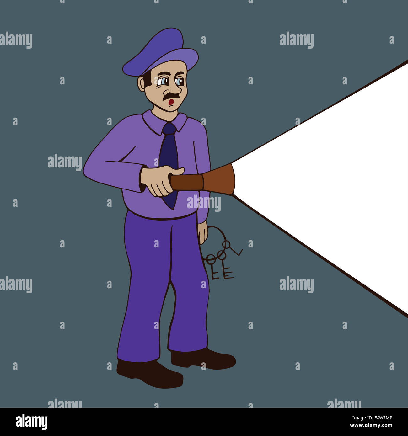 Find with Torch - Office Character - Illustration Stock Photo - Alamy