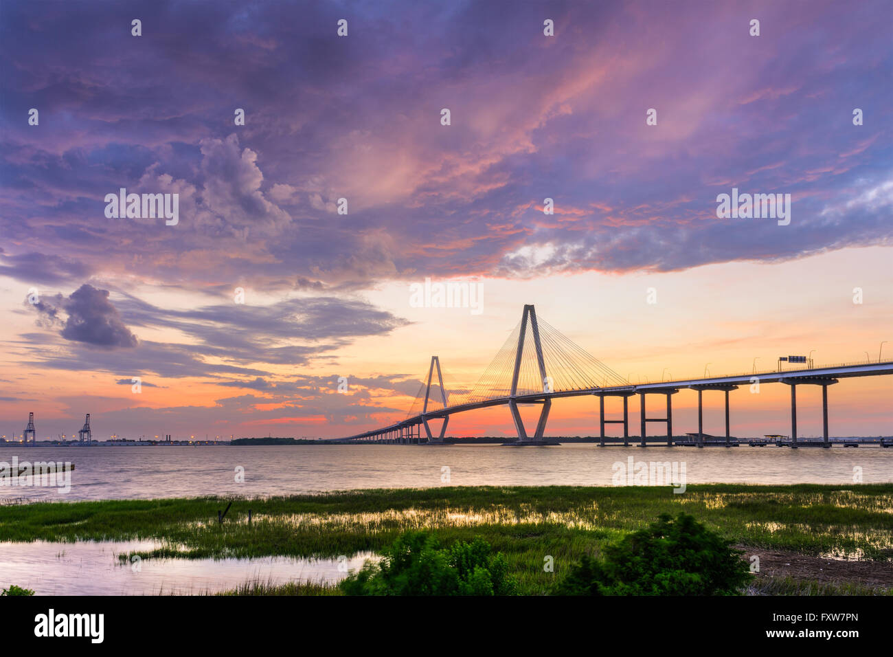 Charleston, South Carolina, USA at Arthur Ravenel Jr. Bridge Stock ...
