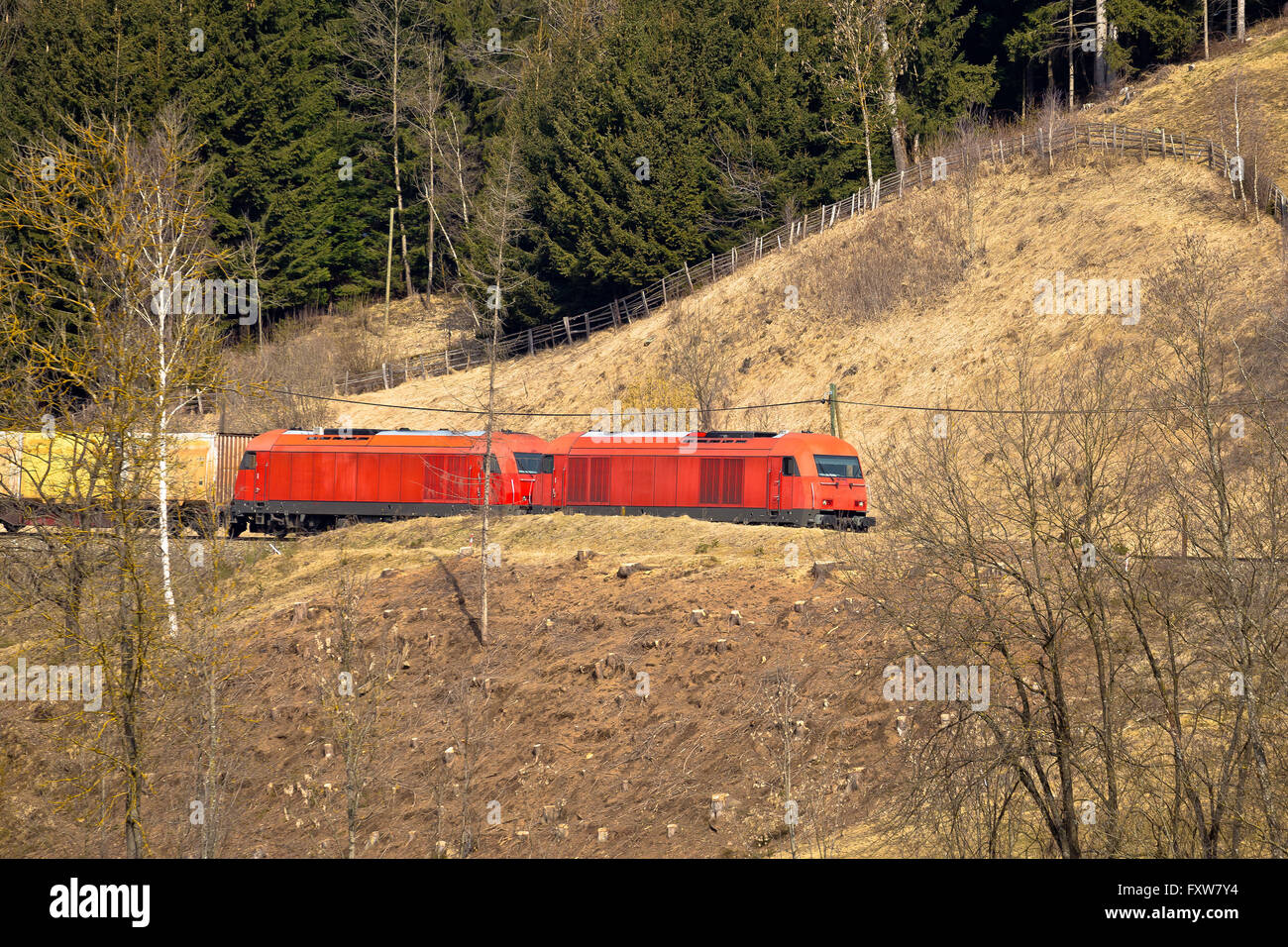 Austrian railways OBB train in nature, Carinthia, Austria Stock Photo ...