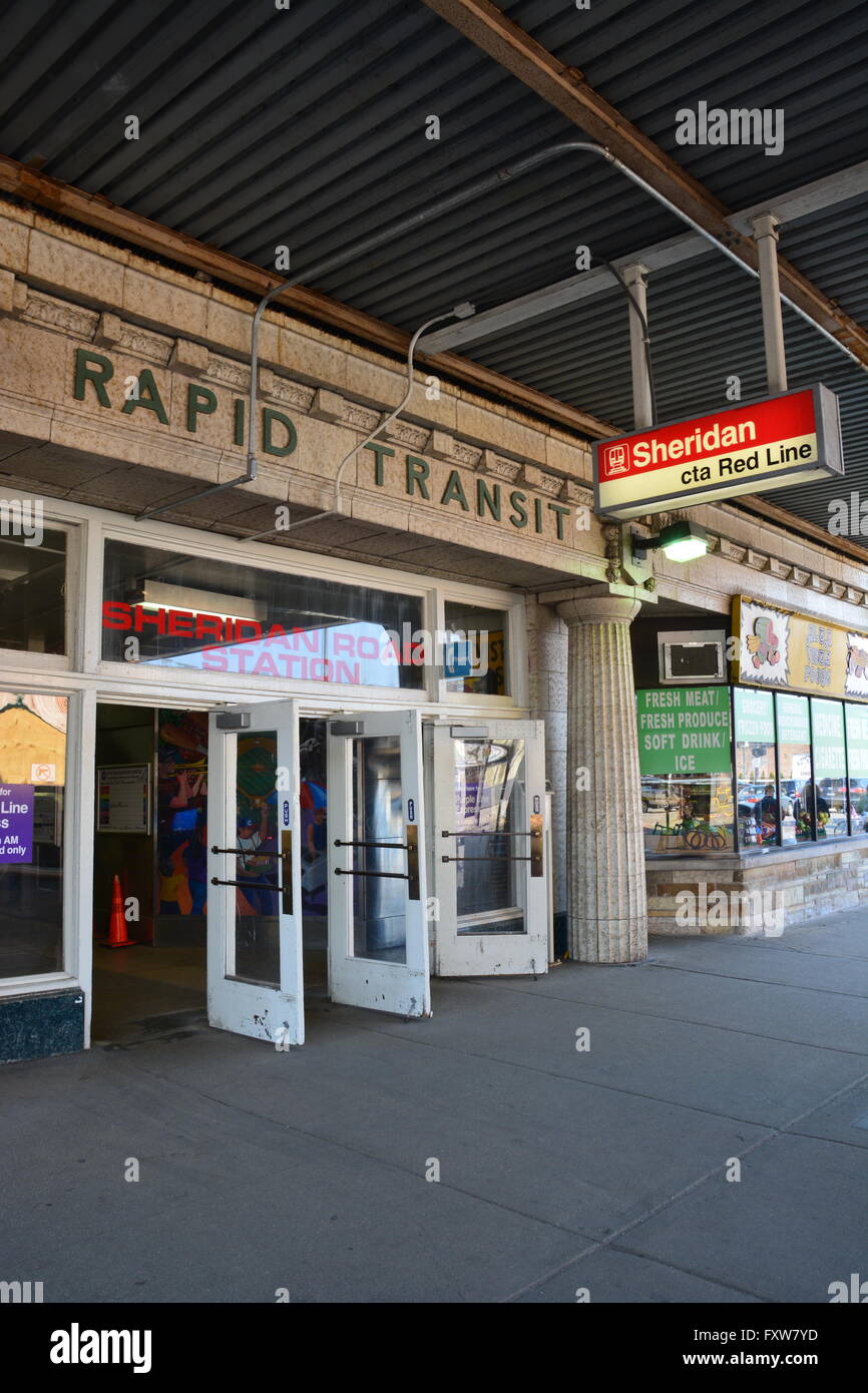 Entryway to the 1920's Sheridan Station on the Chicago "L" or Loop Red ...